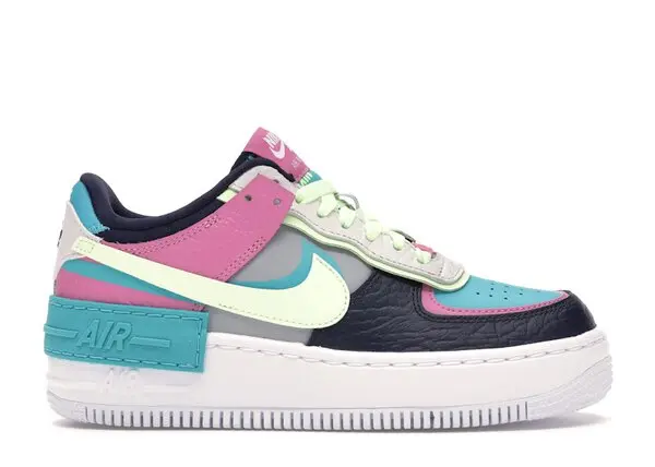 Nike Air Force 1 Low Shadow Sneakers - Light Smoke Grey/barely Volt/oracle Aqua