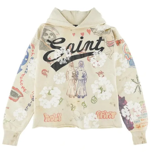Saint Mxxxxxx X Denim Tears Graffiti Hoodie - Grey | Editorialist