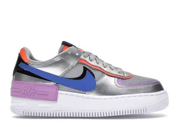Nike Air Force 1 Low Shadow Sneakers - Metallic Silver/fuchsia Glowone-colorhyper Crimsonone-colorracer Blue