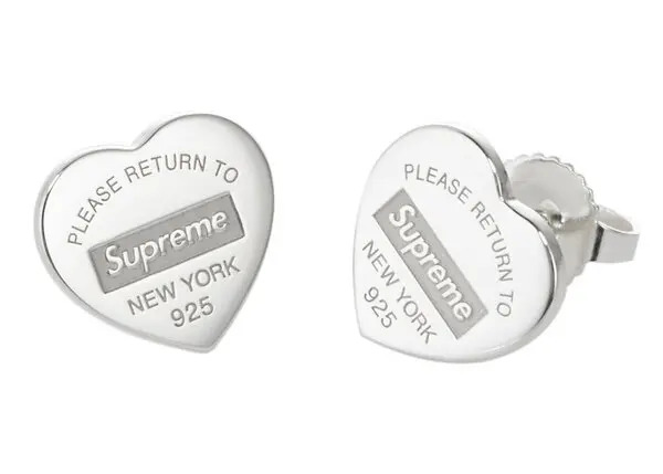 Supreme Tiffany & Co. Heart Tag Stud Earrings - Silver