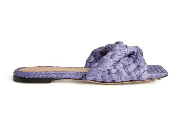 Bottega Veneta Raffia Stretch Flat Sandals - Lavender