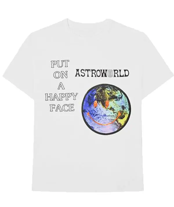 TRAVIS SCOTT Astroworld Happy Face Tee Shirt - White