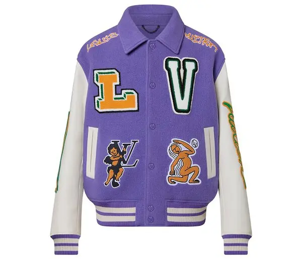 LOUIS VUITTON Patches Mixed Leather Varsity Blouson - Fig