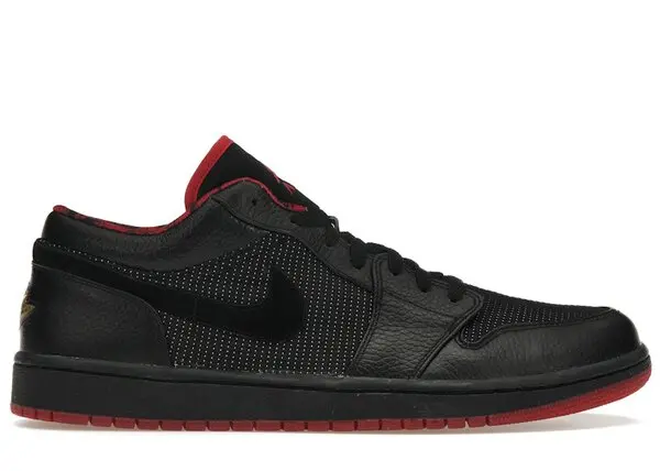 JORDAN 1 Retro Low Sneakers - Black/metallic Silver/varsity Red