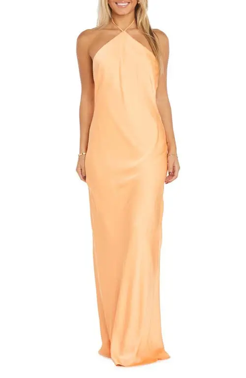 cut out halter maxi dress Cut-Out Ruched Halterneck Maxi Dress in White - L main image 0