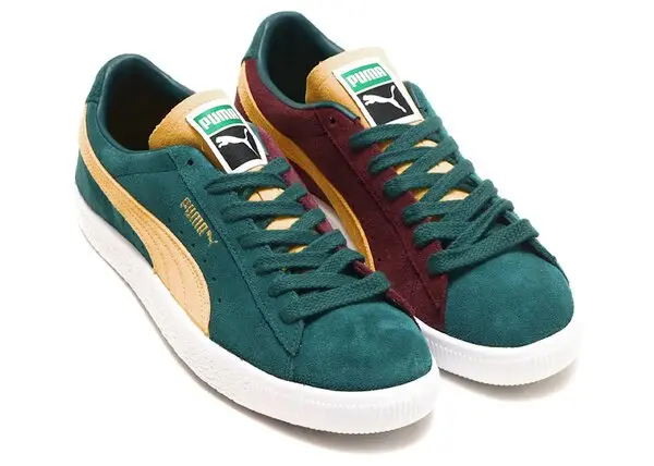 PUMA Suede Vtg Teams Varsity Sneakers - Green/maroon/yellow