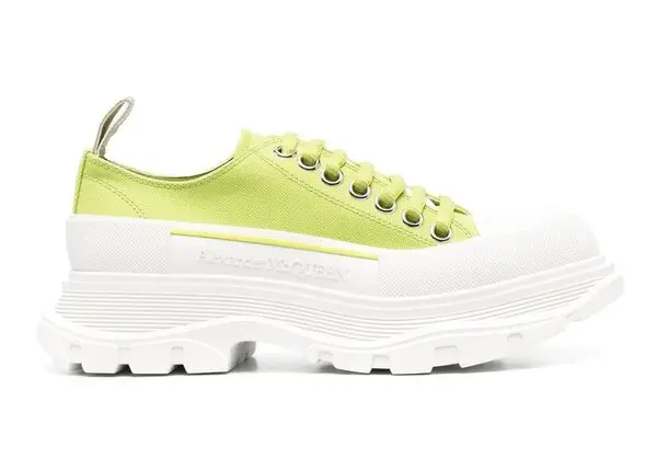 Alexander McQueen Tread Slick Low Lace Up Canvas - Lime Green/white