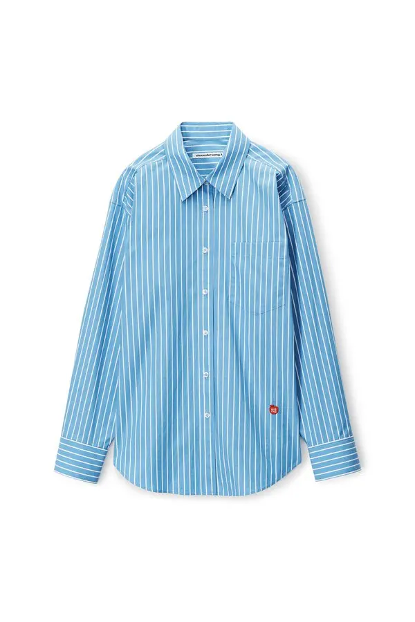 Alexander Wang Apple Boyfriend Shirt - Blue/white