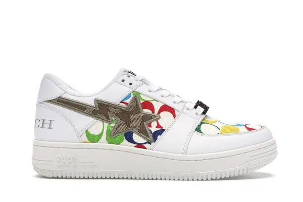 A BATHING APE Sta Low Coachin Sneakers - White/white