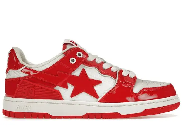 BAPE A Bathing Ape Sk8 Sta Patentin Sneakers - Red/white