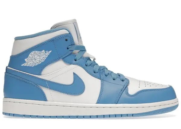 JORDAN 1 Retro Mid Unc Sneakers - White/university Blue