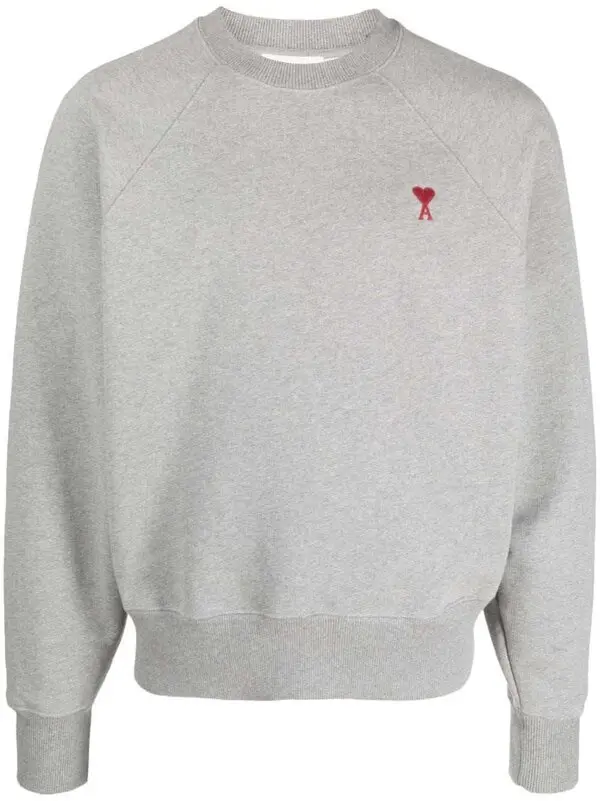 AMI Paris De Coeur Crewneck Sweatshirt - Grey
