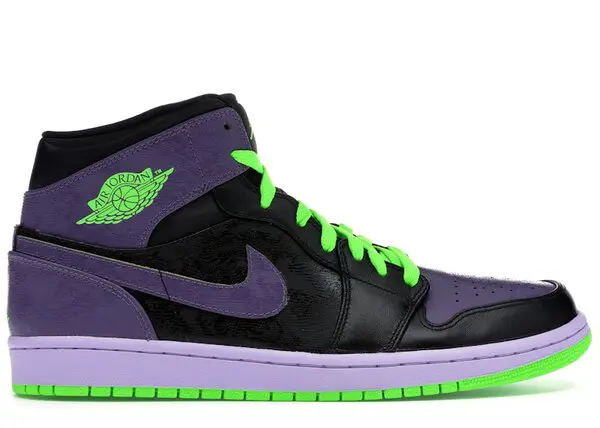 JORDAN 1 Retro Night Vision Joker Sneakers - Black/electric Green/canyon Purple
