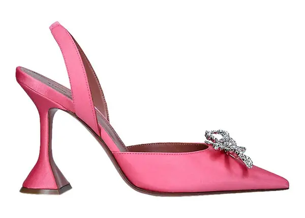 Amina Muaddi Rosie 95mm Satin Slingback - Bubble Pink