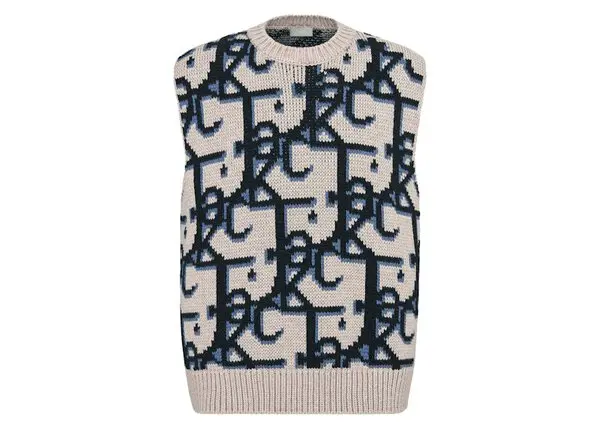 Dior Oversized Sleeveless Sweater - Beige/black