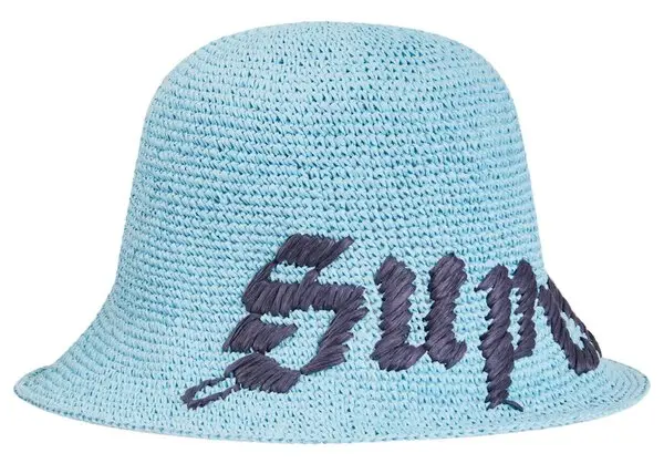 Supreme Old English Straw Crusher Hat - Light Blue