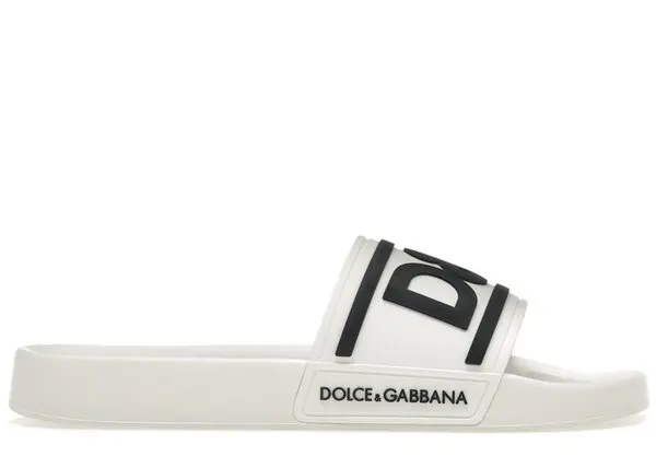 Dolce & Gabbana Beachwear Sliders With Logo - White/black