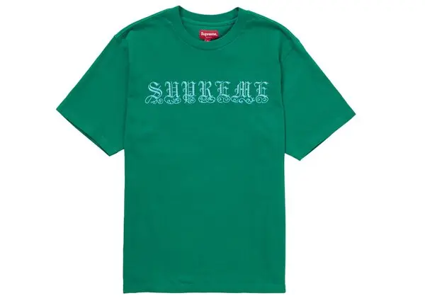 Supreme Old English Rhinestone Short Sleeve Top - Green