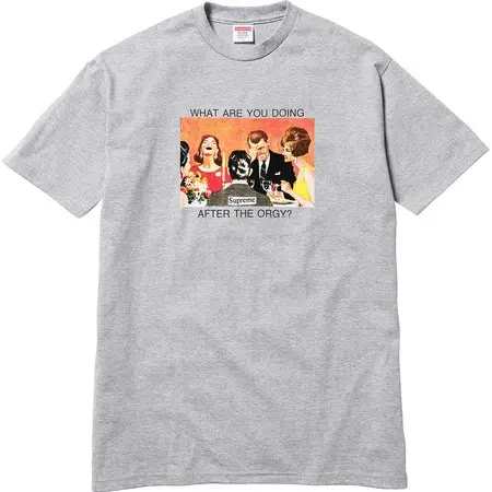 Supreme Orgy Tee Shirt - Heather Grey
