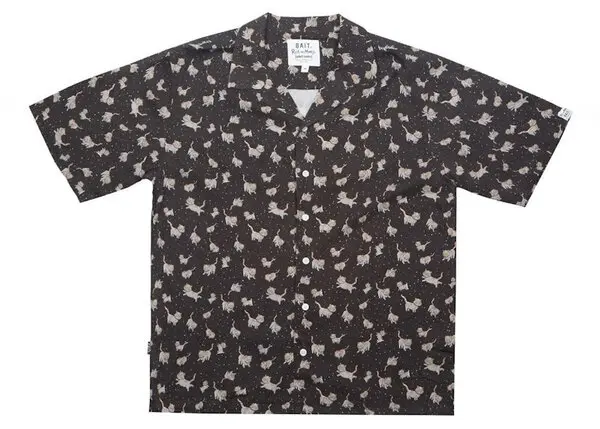 BAIT X Rick And Morty Cats Hawaiian Button Up Shirt - Black