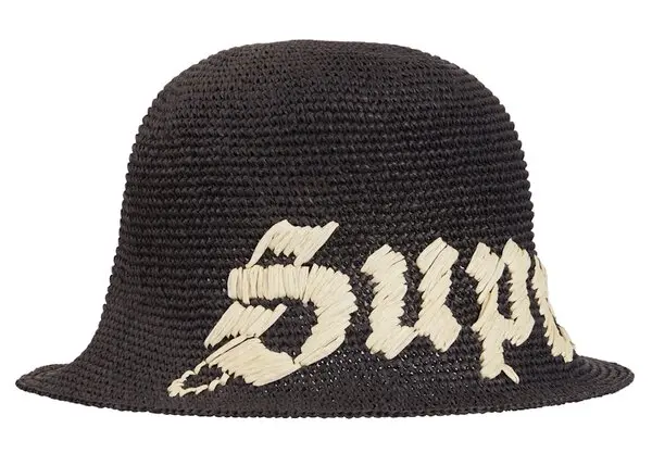 Supreme Old English Straw Crusher Hat - Black