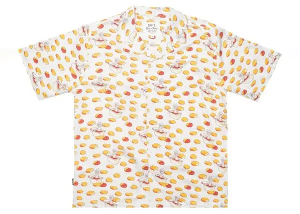 BAIT X Rick And Morty Chicken Nugget Hawaiian Button Up Shirt - White