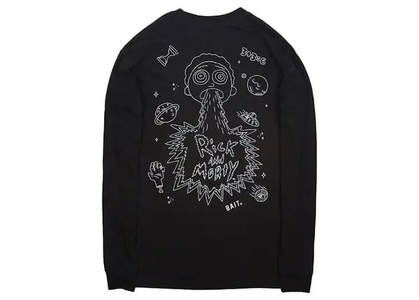 BAIT X Rick And Morty Barf Long Sleeve Tee Shirt - Black