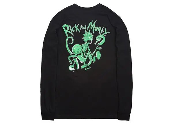 BAIT X Rick And Morty Tentacles Glow In The Dark Long Sleeve Tee Shirt - Black