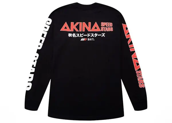 BAIT X Initial D Akina Speed Stars Long Sleeve Tee Shirt - Black