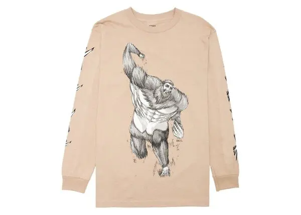 BAIT X Attack On Titan Beast Long Sleeve Tee Shirt - Sand
