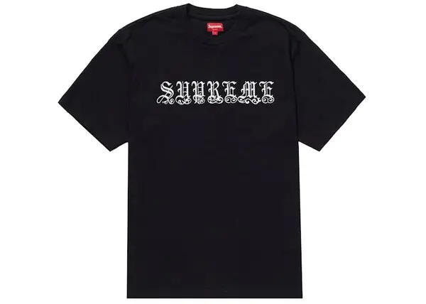 Supreme Old English Rhinestone Short Sleeve Top - Black