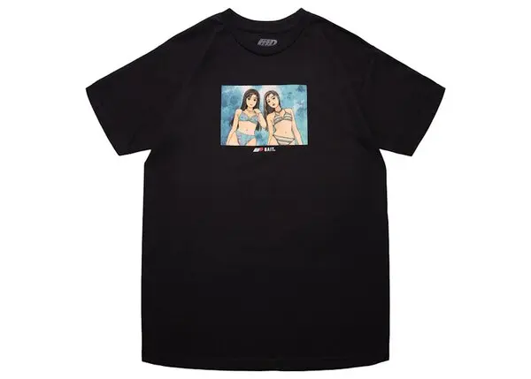 BAIT X Initial D Impact Blue Tee Shirt - Black