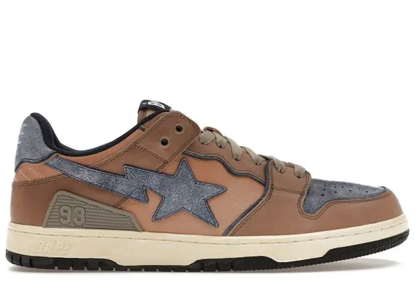 A BATHING APE Sk8 Sta Vintage Sneakers - Beige/indigo/black