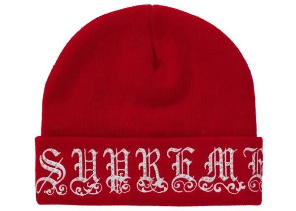 帽子 Supreme Old English Printed Beanie Red Supreme Old English Rhinestone Beanie - Red | Editorialist