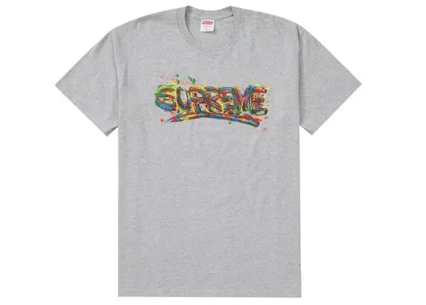 Supreme Paint Logo Tee Shirt - Heather Grey