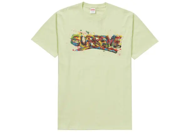 Supreme Paint Logo Tee Shirt - Pale Mint