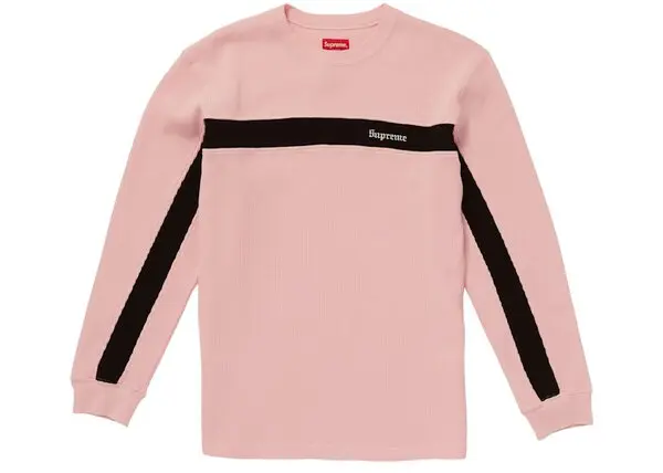 Supreme Panel Stripe Waffle Thermal - Pink