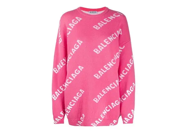 Balenciaga Allover Logo Wool Blend Jumper