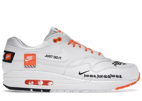 Nike Air Max 1 "just Do It" Sneakers - White/whiteone-colortotal Orange