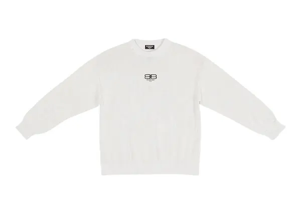 Balenciaga Bb Paris Icon Large Fit Sweater - Off White/black