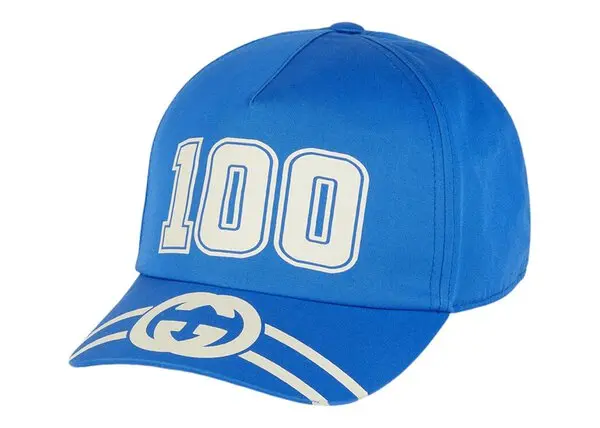 Gucci 100 Baseball Cap With Velcro Strap - Royal Blue/white