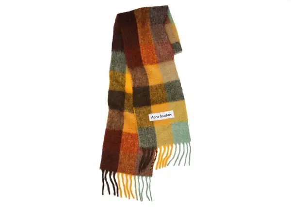 Acne Studios Mohair Checked Scarf - Brown/yellow/green