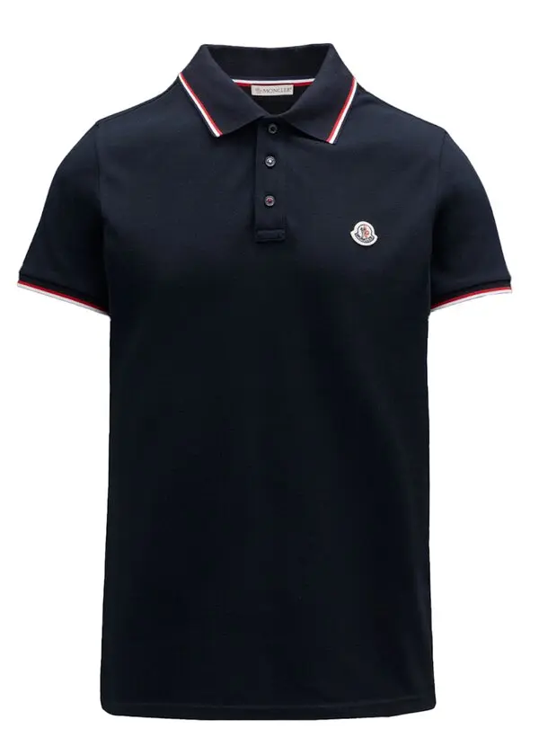 Moncler Logo Polo Shirt - Navy Blue/red/white