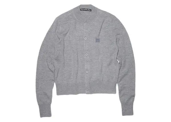Acne Studios Wool Crewneck Sweatshirt Cardigan - Grey Melange