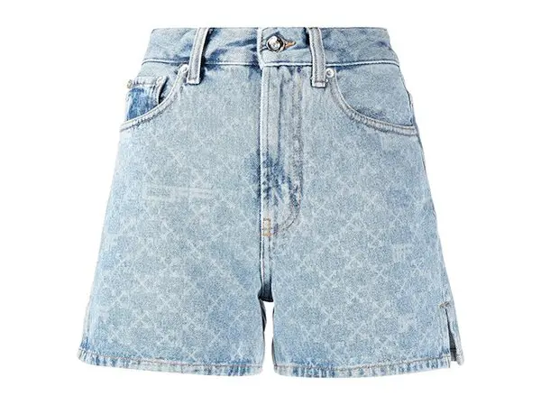 Off-White Bleached Denim Arrow Print Shorts