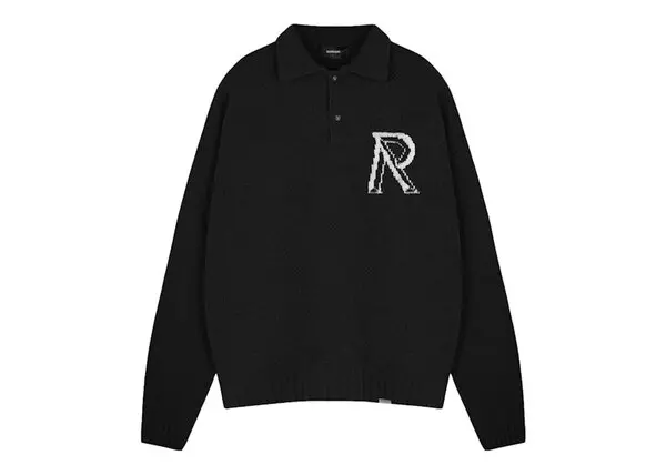 REPRESENT Initial Boucle Polo Shirt - Jet Black