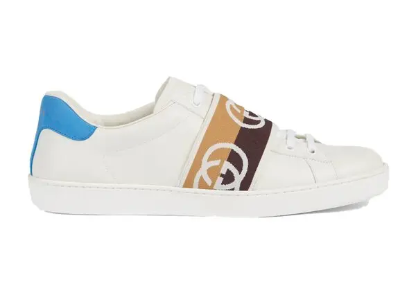 Gucci Ace Interlocking G Sneakers - White/brown/blue