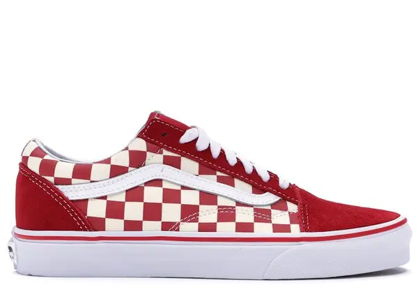 VANS Old Skool Checkerboard Sneakers - Racing Red/white
