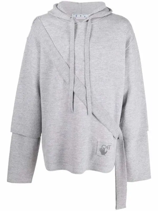 Off-White Asybreezy Band Knit Hoodie - Medium Grey