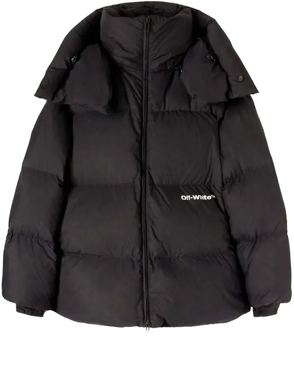 Off-White Bounce Hooded Down Puffer Jacket - Black/white